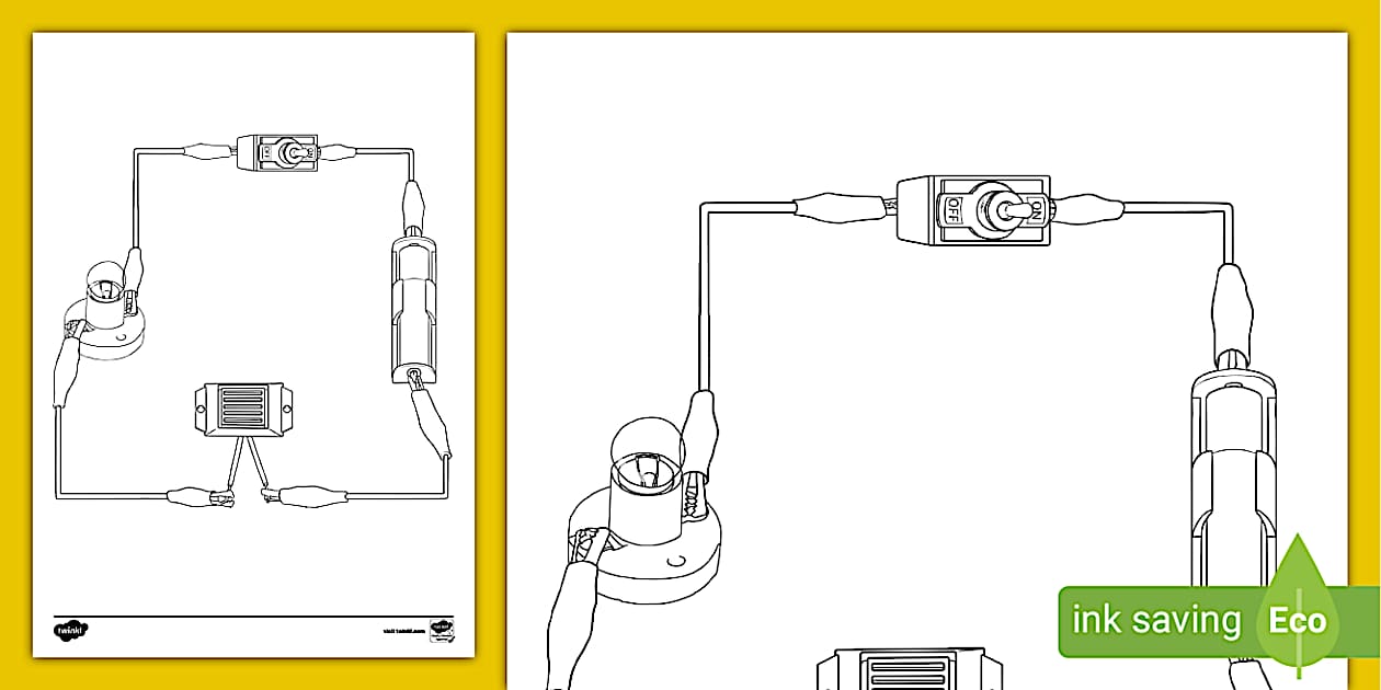 Buzzer Bulb Switch Circuit Colouring | Twinkl Colouring