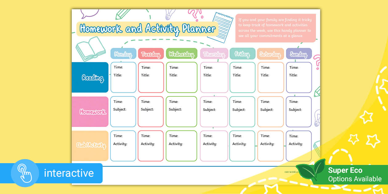 Homework and Activity Planner | Exam Preparation - Twinkl