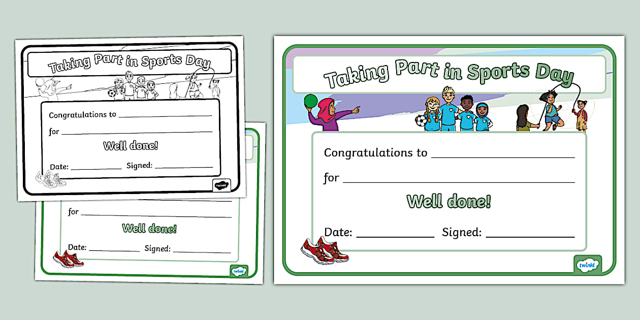 Taking Part in Sports Day Certificate