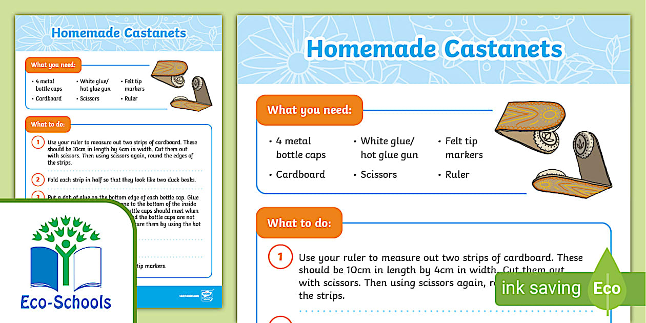 Eco-Schools NI: Homemade Castanets Craft (Teacher-Made)