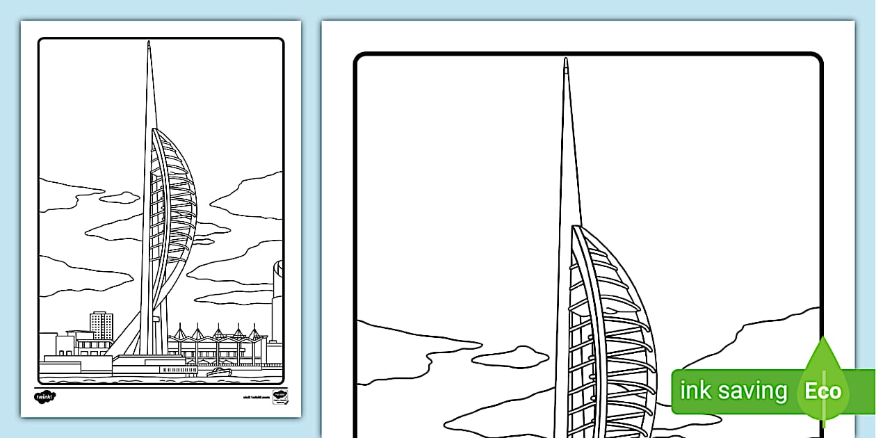 KS1 Spinnaker Tower Colouring Sheet (teacher made) - Twinkl