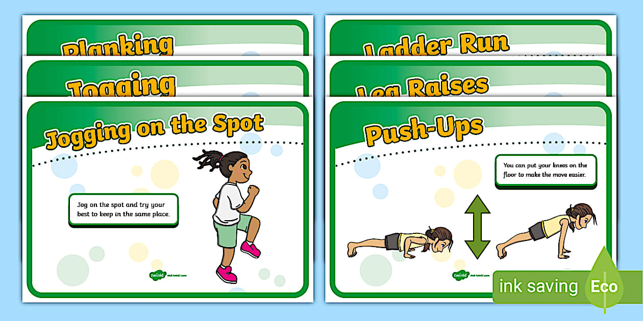 Editable PE Fitness Station Exercise Activity Cards - Twinkl