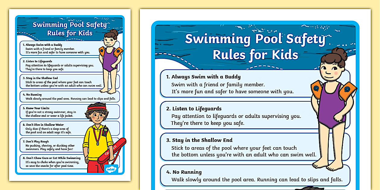 Swimming Pool Safety Rules for Kids (teacher made) - Twinkl