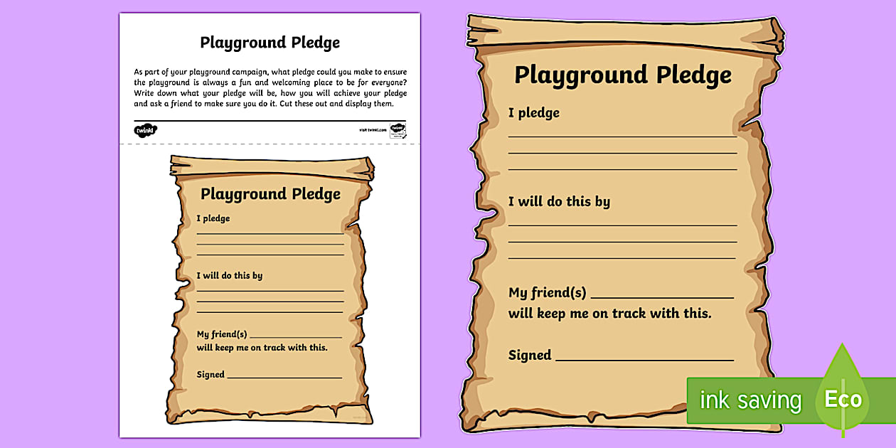 Playground Pledge Worksheet / Worksheet (teacher made)