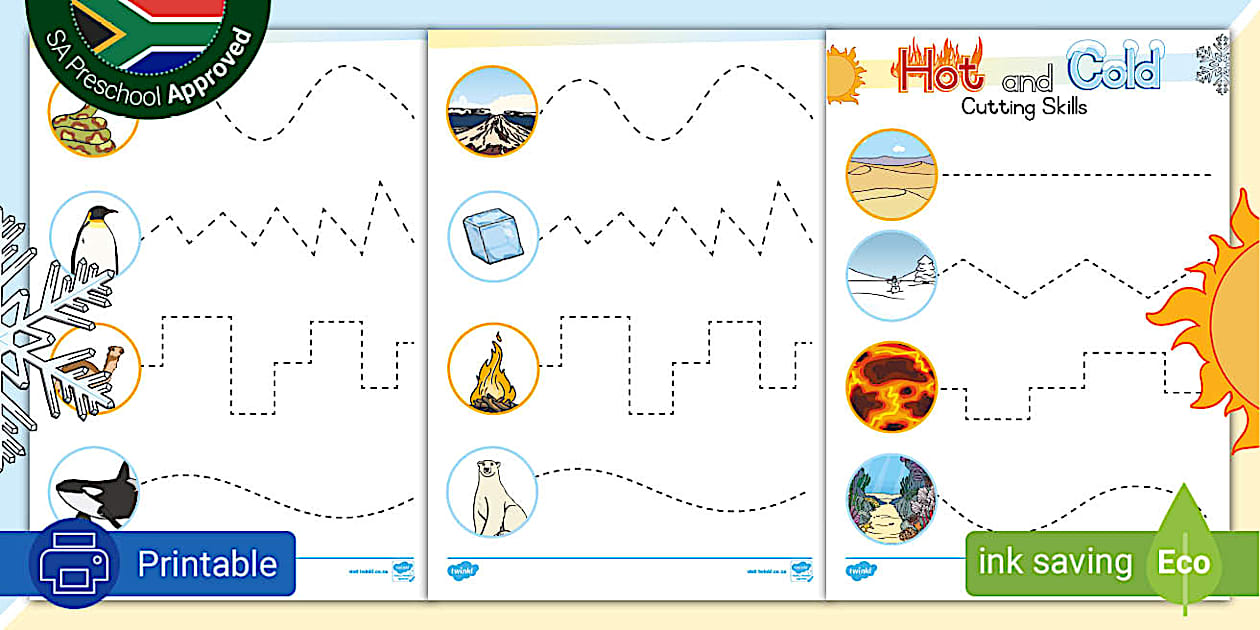 Preschool: Hot and Cold - Cutting Skills Activity