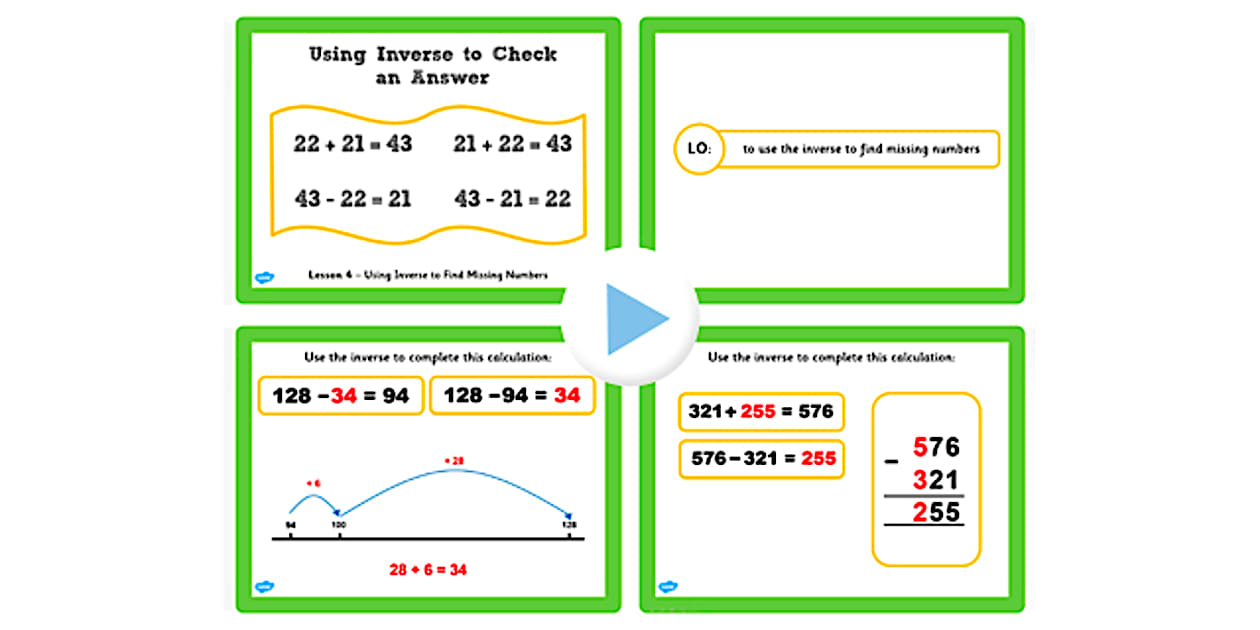 Y3 Inverse Lesson 4 Check Using Inverse Missing Number Powerpoint