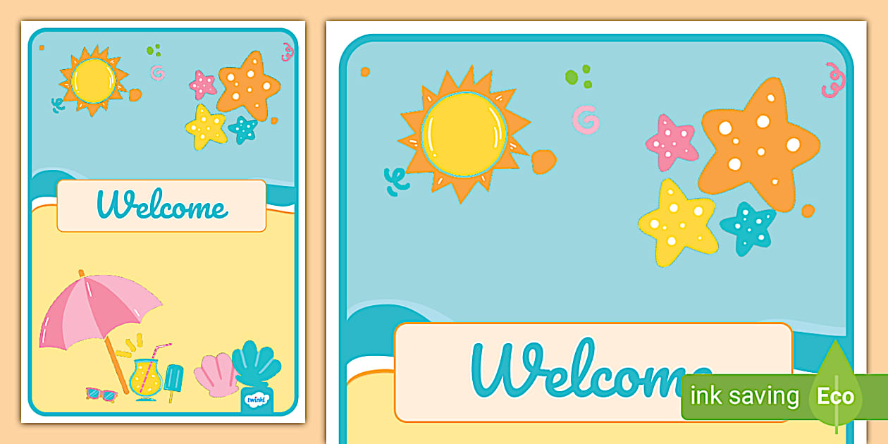 Summer Vibes-Themed Welcome Display Poster (teacher made)