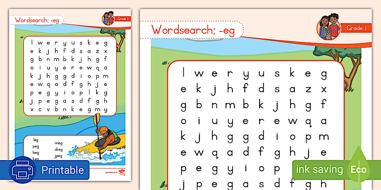 Grade 1 Phonics: -eg Wordsearch (Teacher-Made) - Twinkl