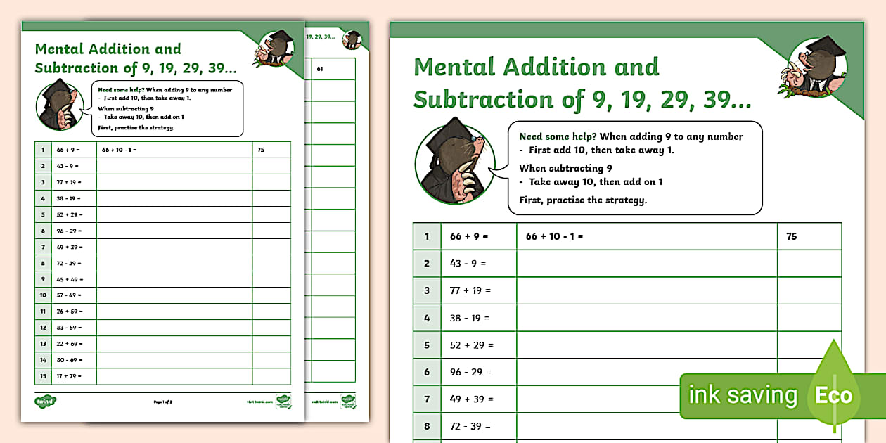 Mental Addition and Subtraction of 9, 19, 29, 39