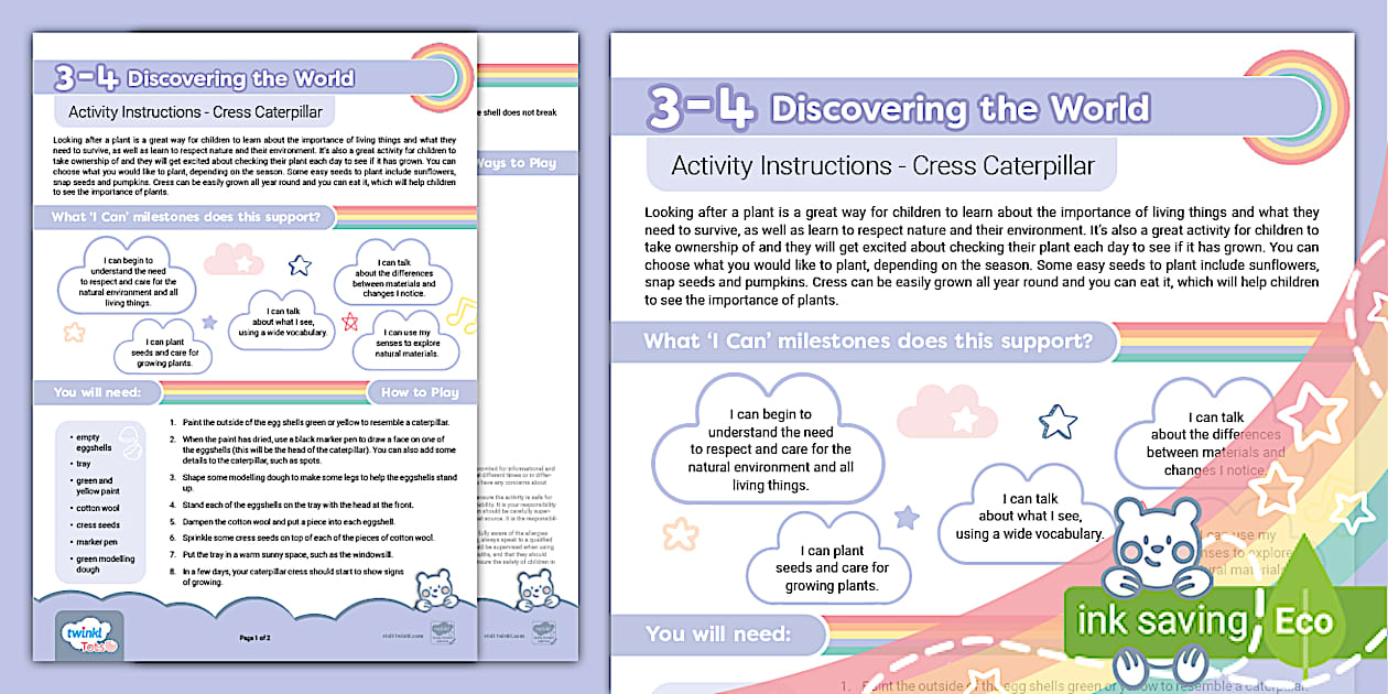 3-4 Years Discovering the World Cress Caterpillar - Twinkl