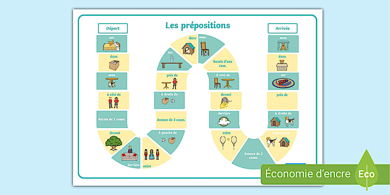 Jeu de plateau sur les prépositions de lieu - Twinkl