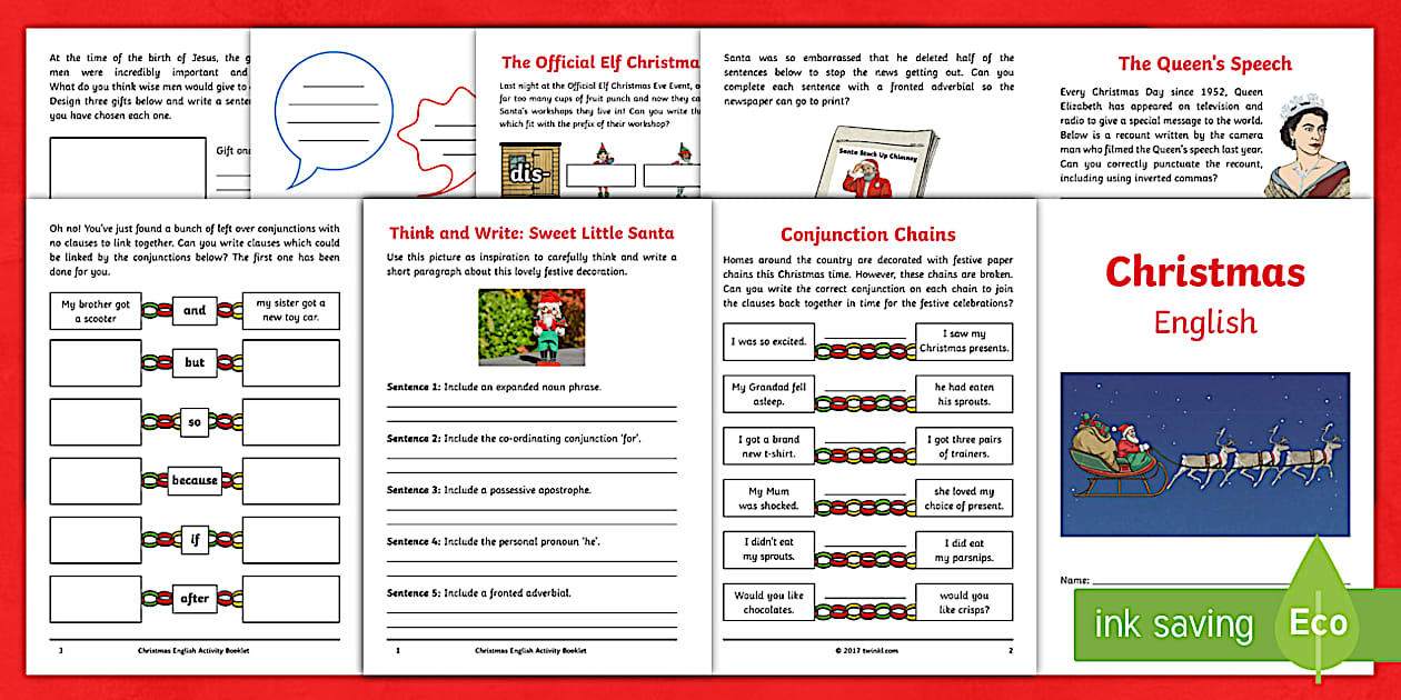 Editable Year 4 Christmas Activities English Booklet