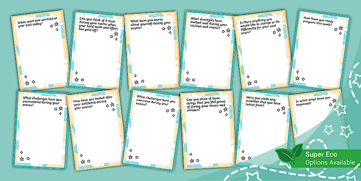 Exam Season Reflection Cards (teacher made) - Twinkl