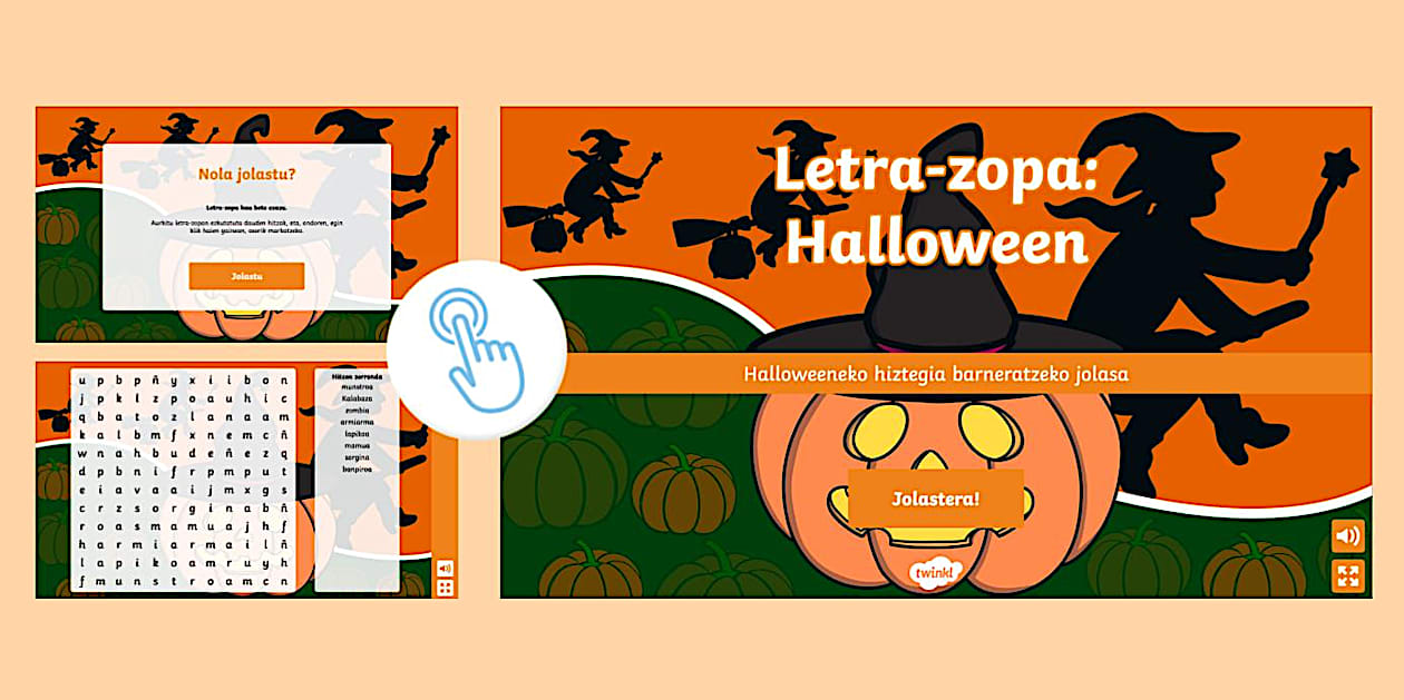 Letra-zopa: Halloween - Euskera (profesor hizo) - Twinkl