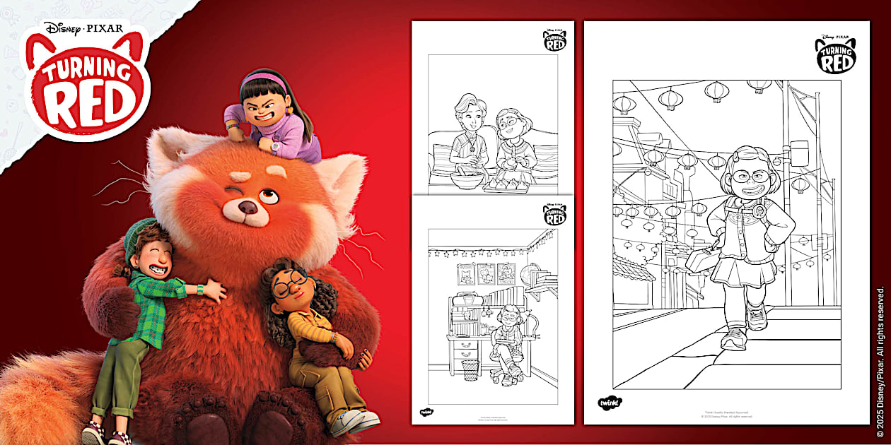 Turning Red: Mei Colouring Pages
