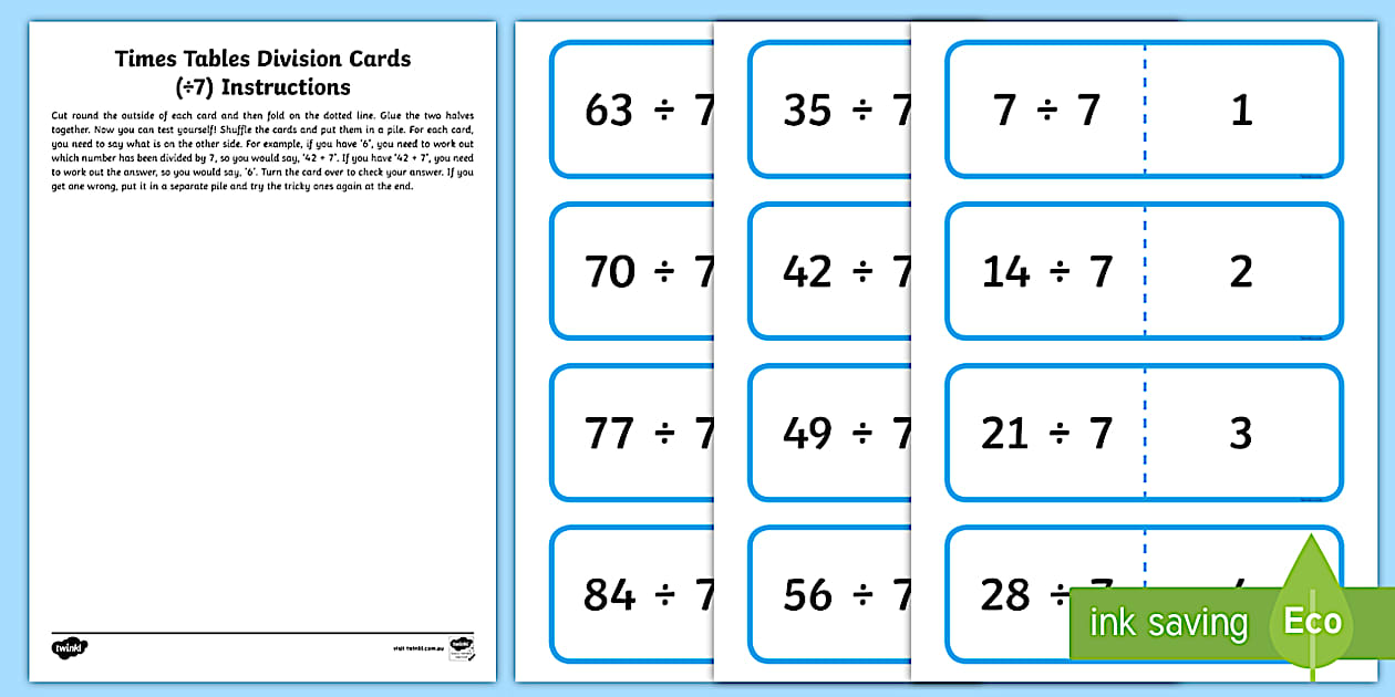 7 Divisions Table Matching Cards (teacher made) - Twinkl