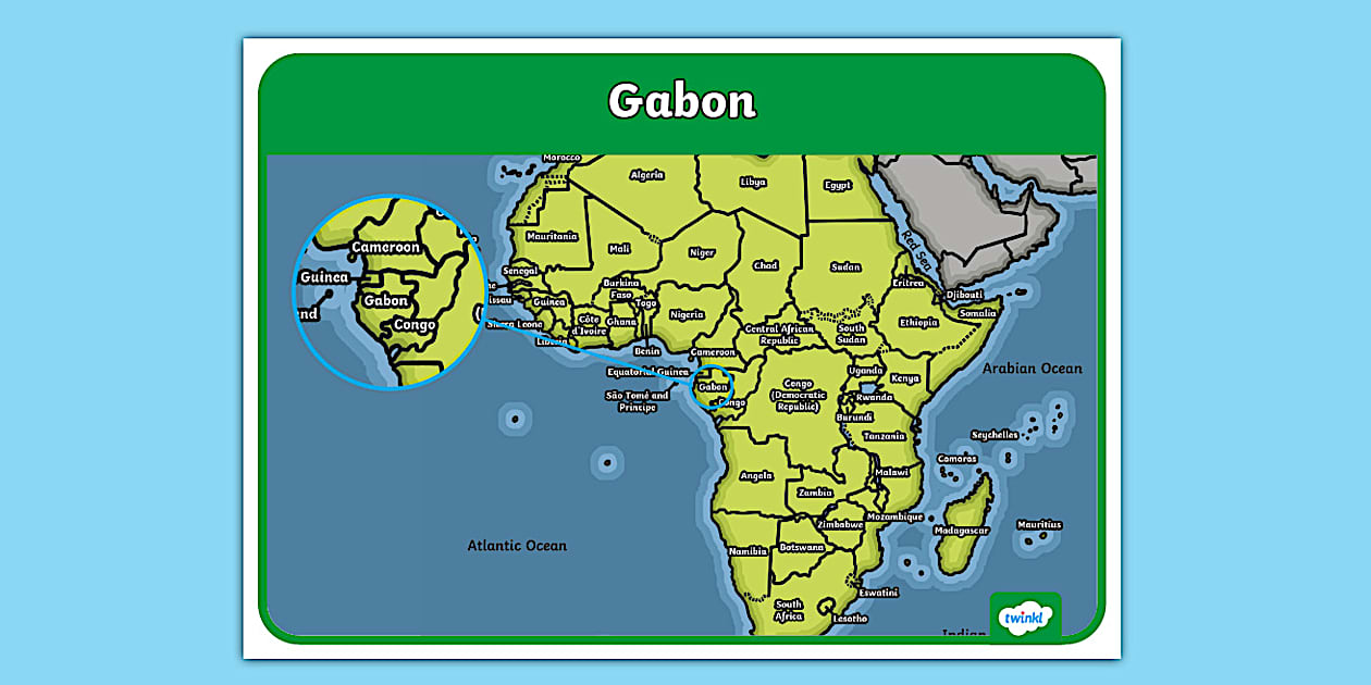 Gabon in Africa Display Poster (teacher made) - Twinkl