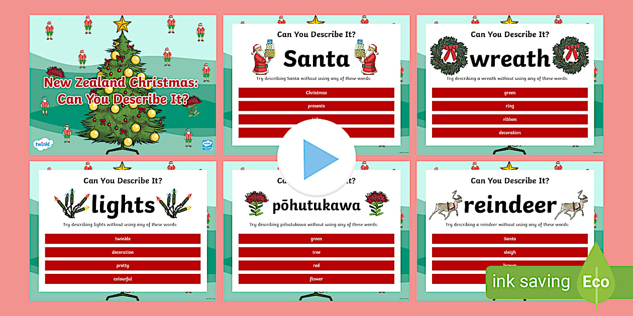 Can You Describe It? New Zealand Christmas PowerPoint and Google Slides
