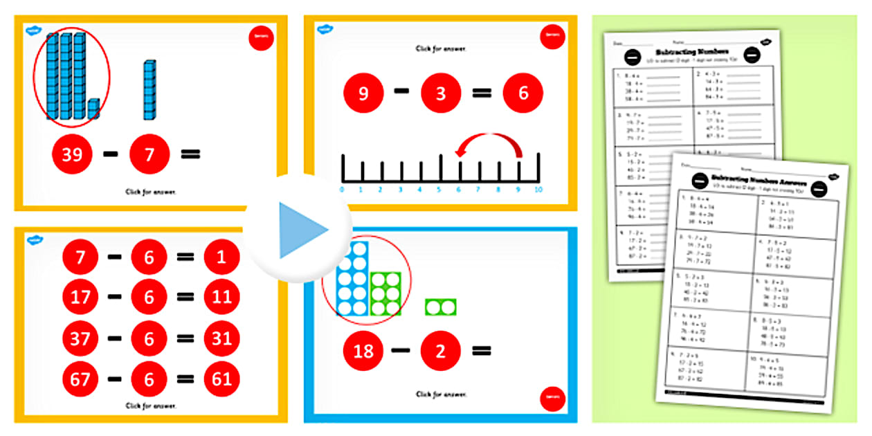 Year 2 Subtracting 2 Digit Numbers And Ones Not Crossing 10