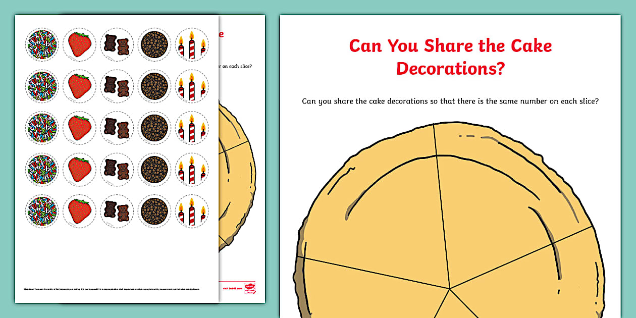 👉 Sharing and Grouping: Cake Decorating Cutting Activity