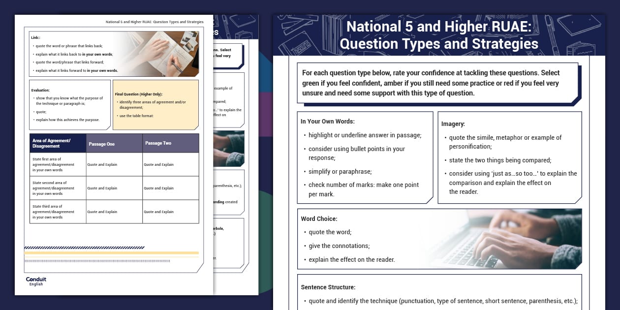 National 5 and Higher RUAE: Question Types and Strategies