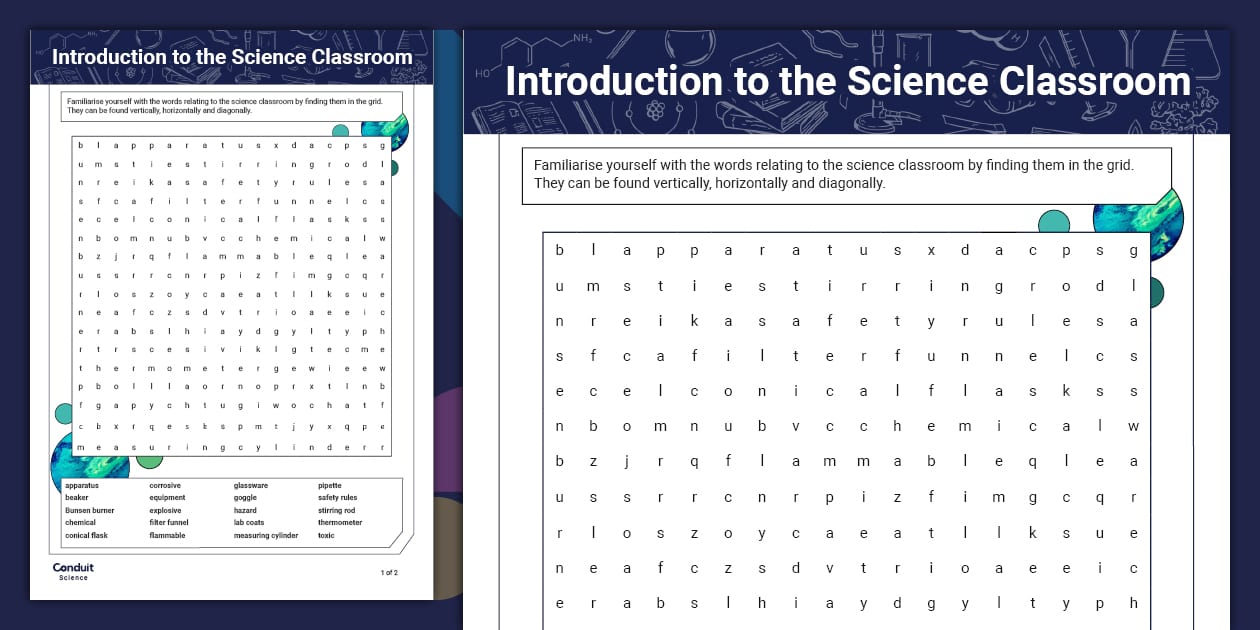 Introduction to the Science Classroom: Word Search - Twinkl