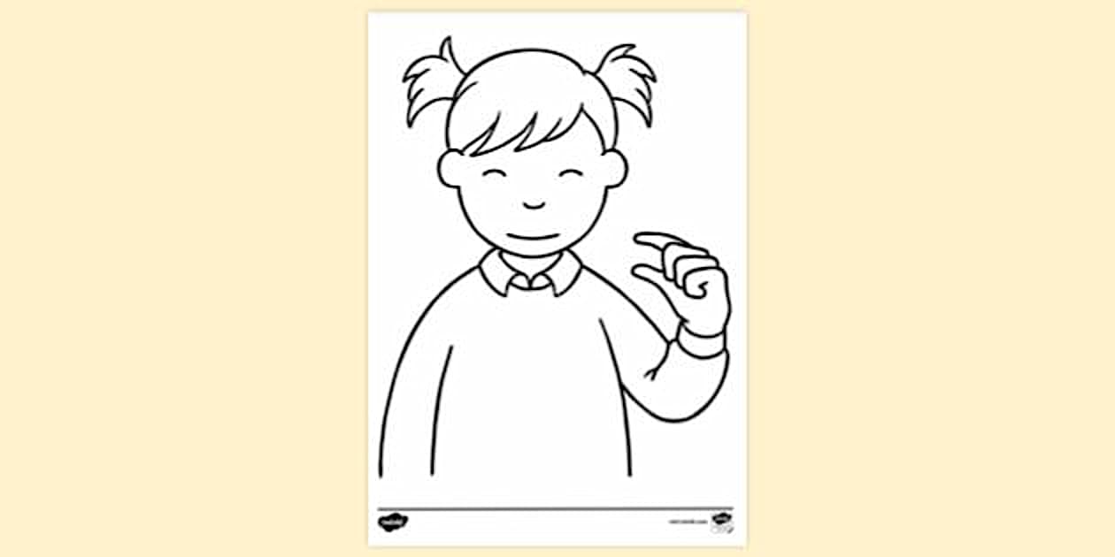 Child Indicating Small With Fingers Colouring Sheet - Twinkl
