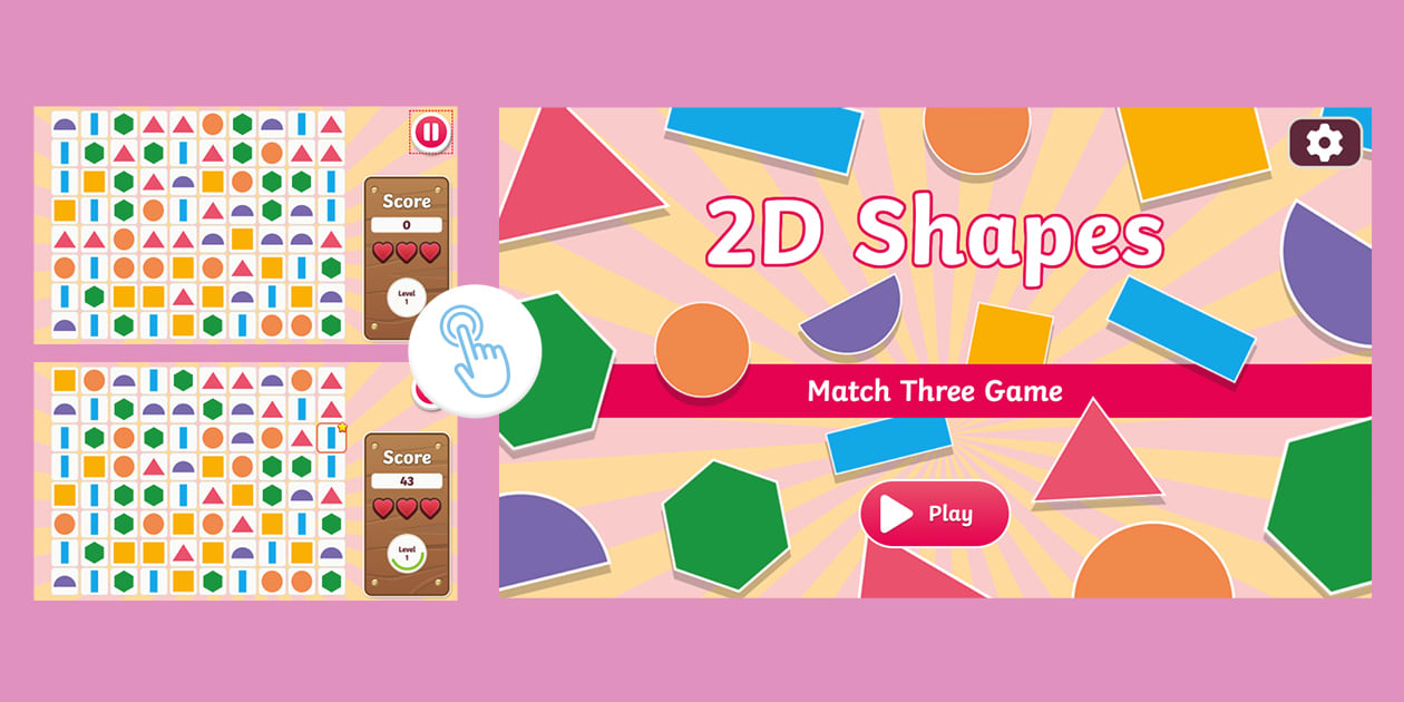 2D Shapes Interactive Match Three Game | Maths | Twinkl