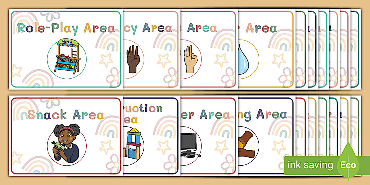 EYFS Muted Rainbow Continuous Provision Signs (teacher made)