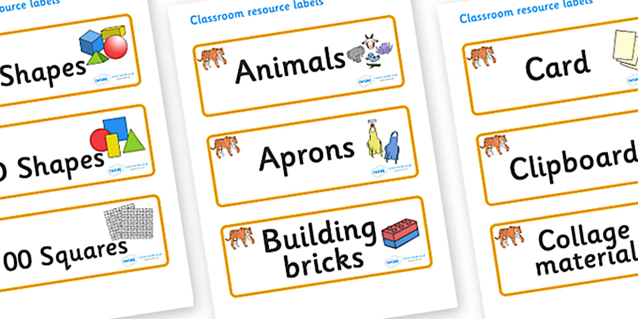 Tiger Themed Editable Classroom Resource Labels - Twinkl