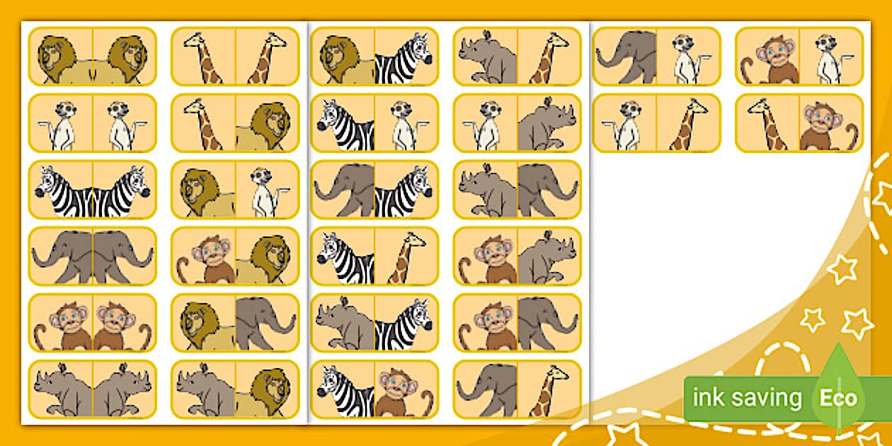Zoo Animals Dominoes (teacher made) - Twinkl