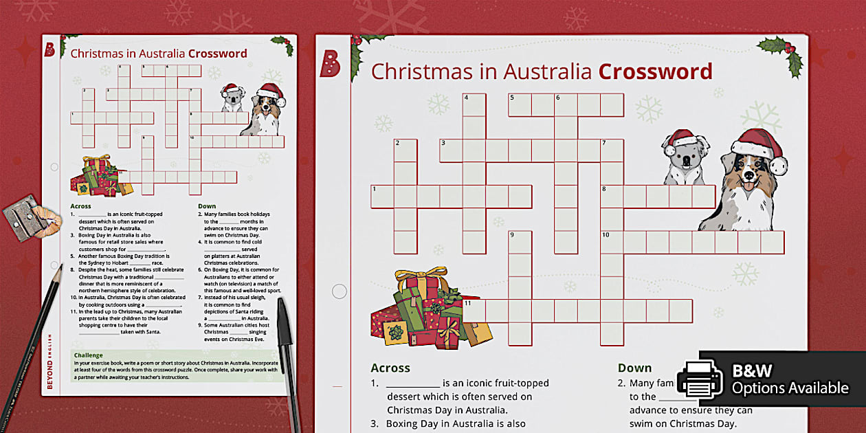 Christmas in Australia Crossword (Hecho por educadores)