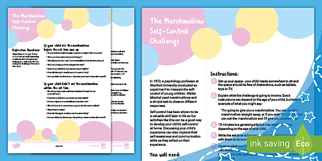 The Marshmallow Self-Control Challenge (teacher made)