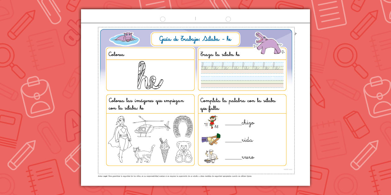 Guía de Trabajo: Sílaba - he - Twinkl Chile
