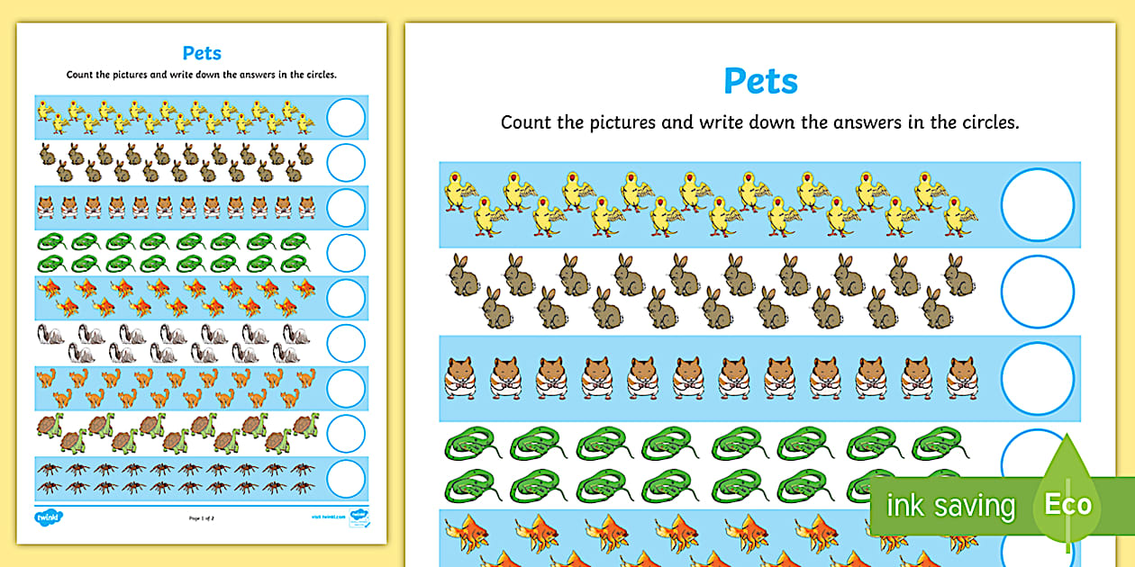 Pets Counting 11-20 Worksheet (teacher made) - Twinkl