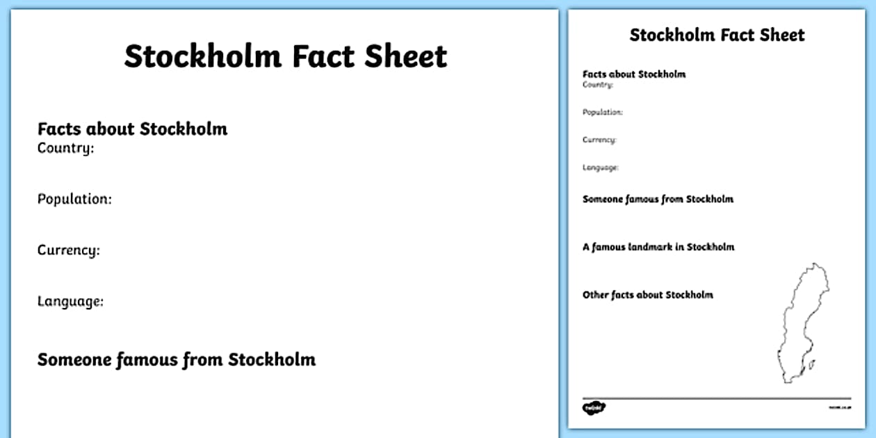 Stockholm Factsheet Writing Template (teacher made) - Twinkl
