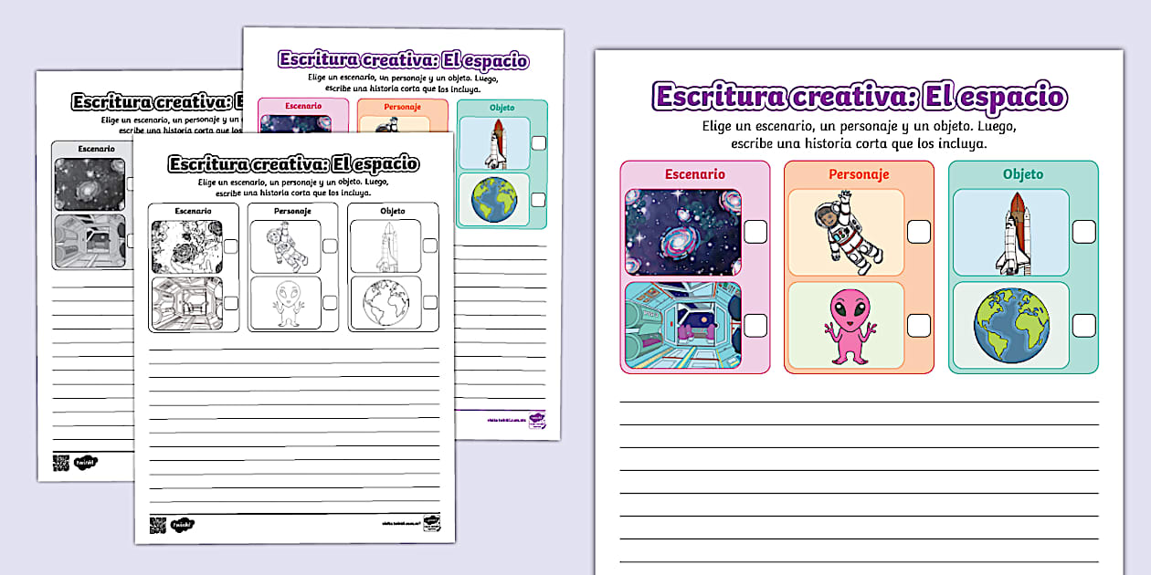 Hoja de actividad: Escritura creativa - El espacio - Twinkl