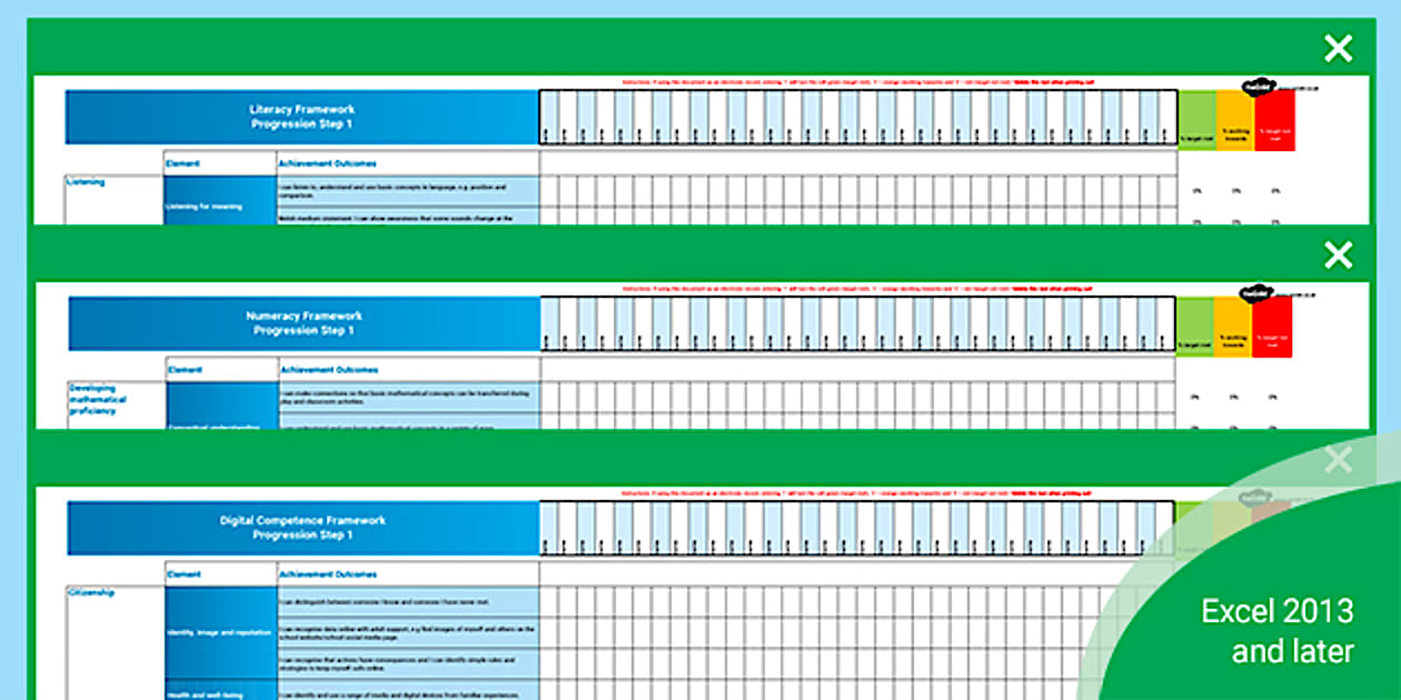 Literacy, Numeracy and DCF Spreadsheet Pack: PS 1 - 5