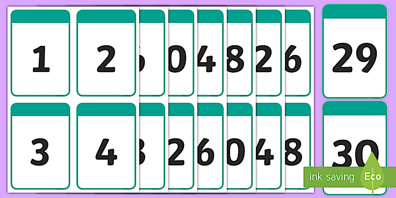 Printable Number Cards 1-30 - Primary Resource - To Print