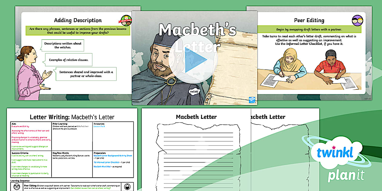 Significant Author: Macbeth: Letter Writing 4 Y6 Lesson Pack