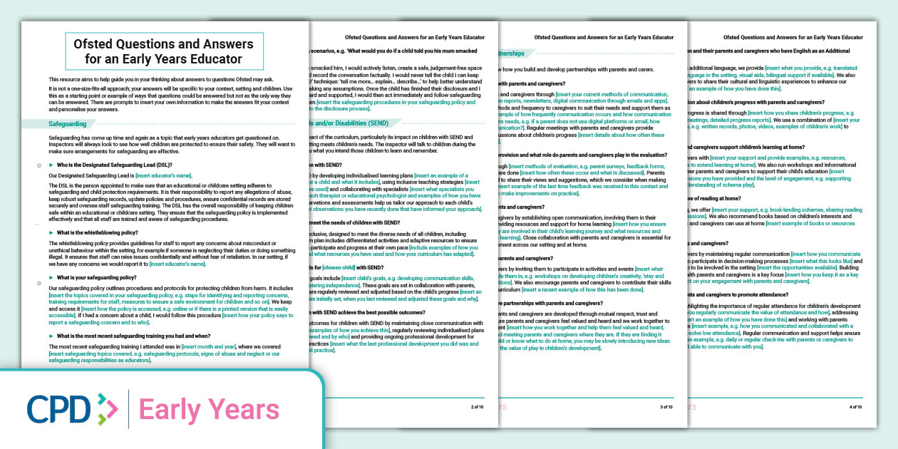 EYFS Ofsted Questions and Answers (Handout) | Twinkl | EYFS