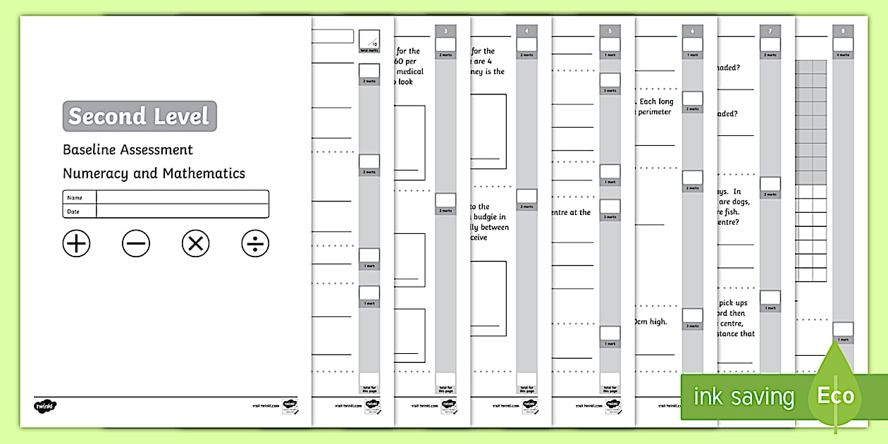 Editable Second Level (P6) Baseline Maths Assessment Test
