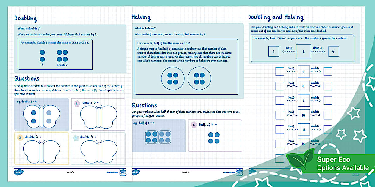 Doubling and Halving (Ages 5 - 6) (teacher made) - Twinkl