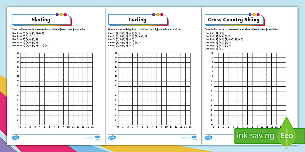 Winter Sports Coordinates in the First Quadrant Worksheets