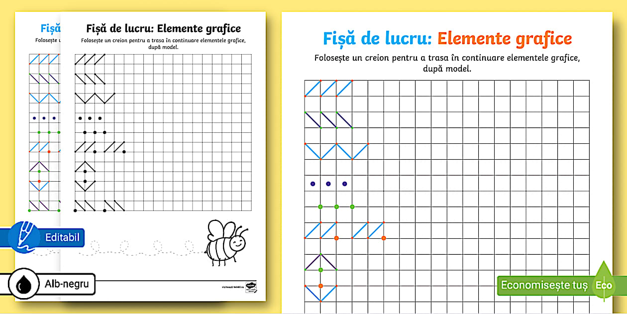 Exerciții grafice Fișe de lucru Clasa pregătitoare Semne