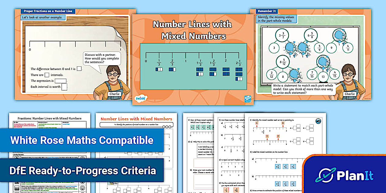 👉 Y4 Number Lines with Mixed Numbers PlanIt Maths Lesson 4