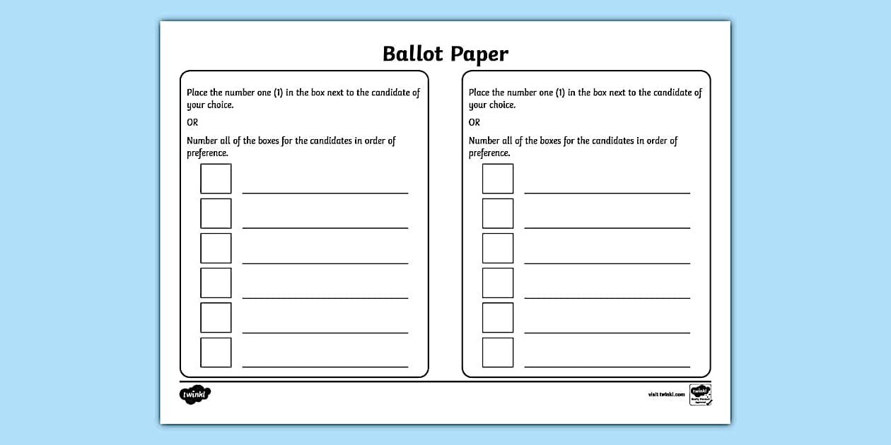 Ballot Paper Activity Sheet (teacher made) - Twinkl