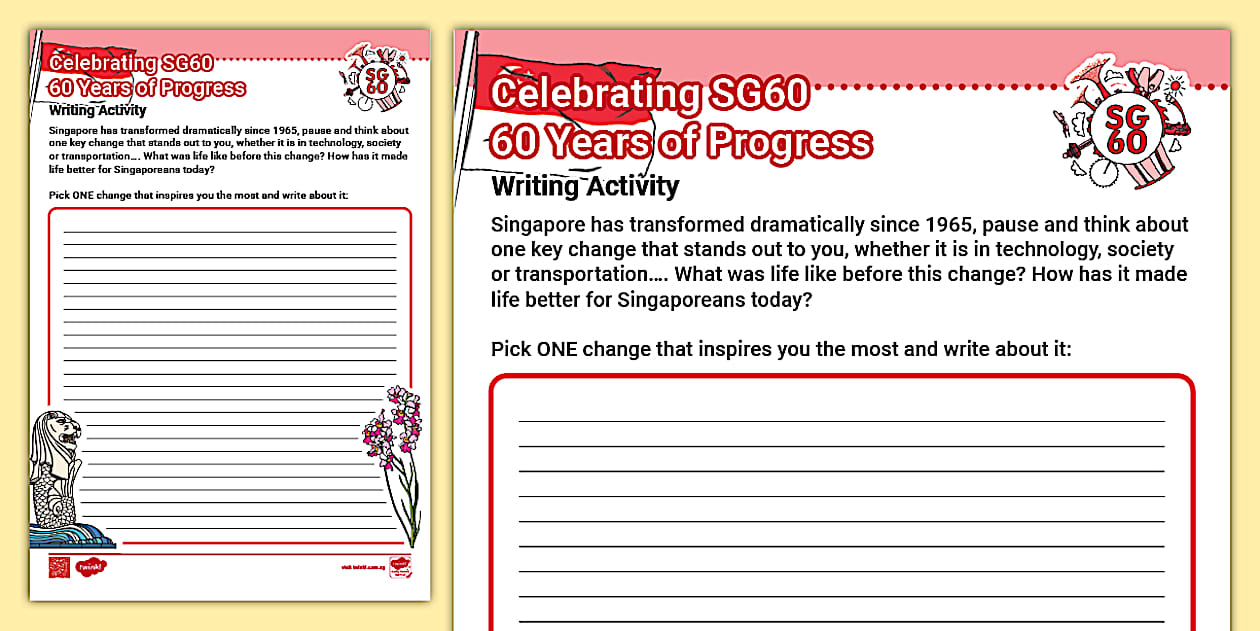 SG60 Writing Activity Sheet for English Learners - Twinkl