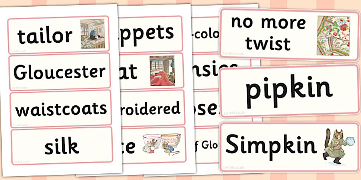 The Tailor of Gloucester Word Cards (teacher made) - Twinkl
