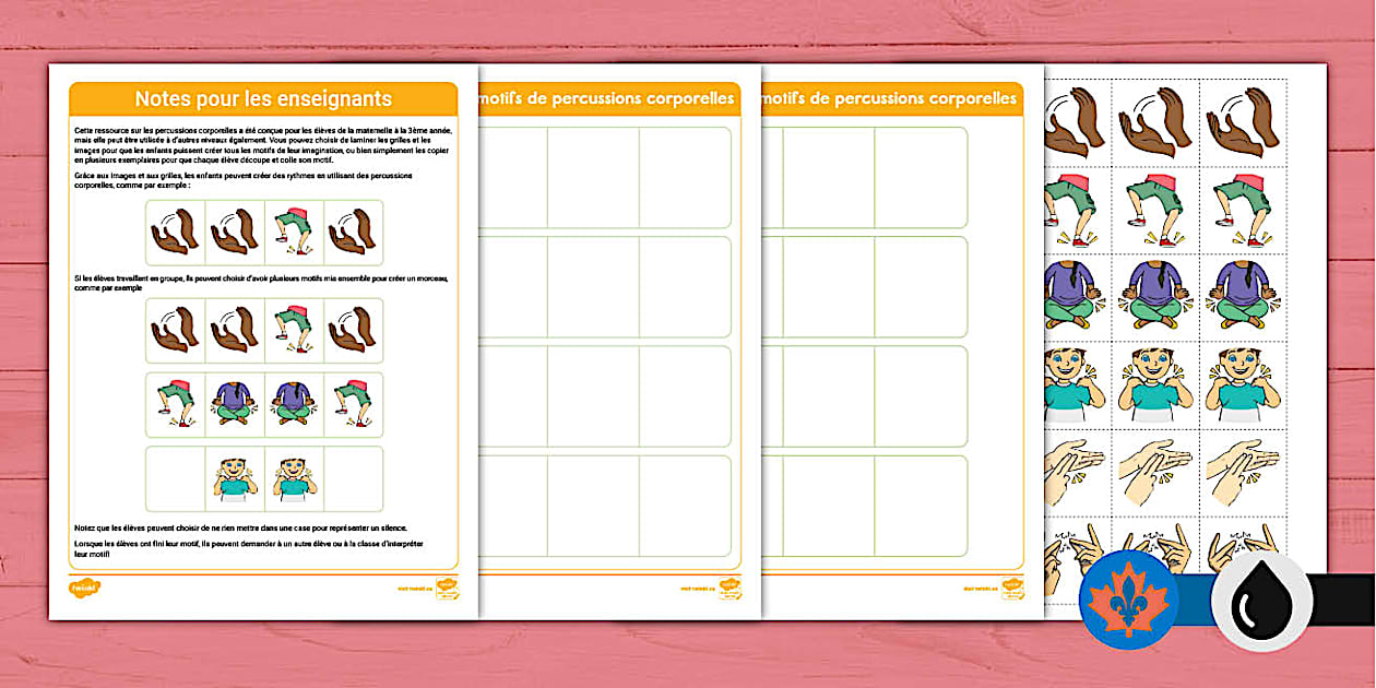 Composing Body Percussion Patterns French (Teacher-Made)